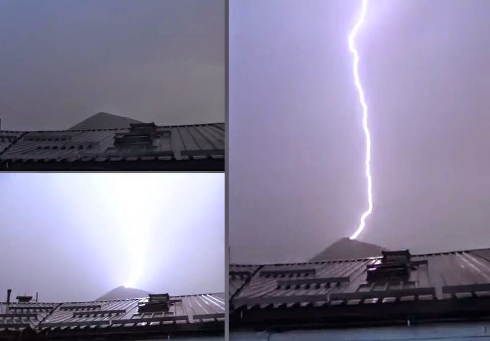 Lightning hits top of Sun Pyramid in Bosnia (Video) – Aug 12, 2014