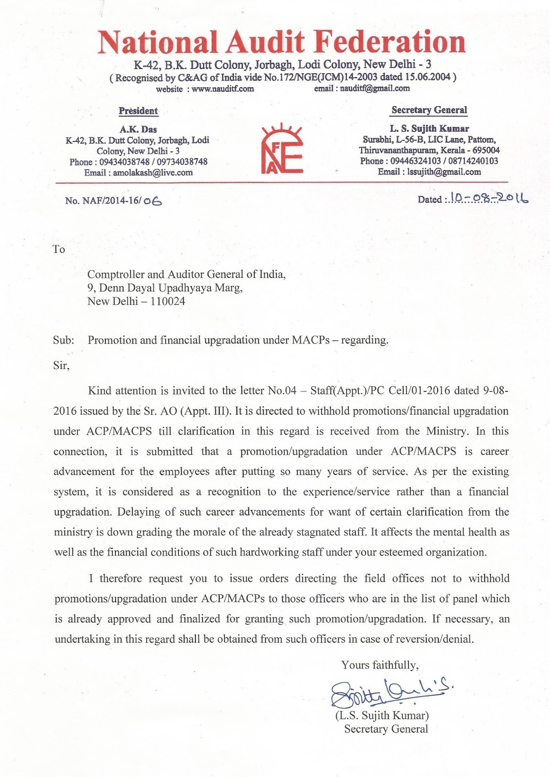 National Audit Federation: August 2016