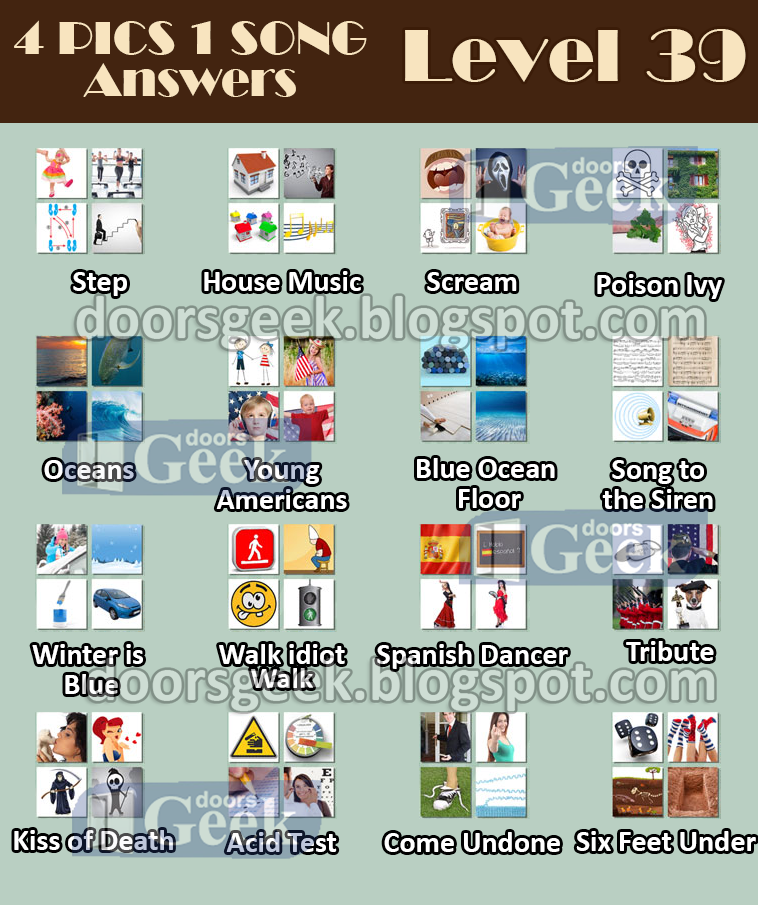 4 Pics 1 Song - Level 39 Answers ~ Doors Geek