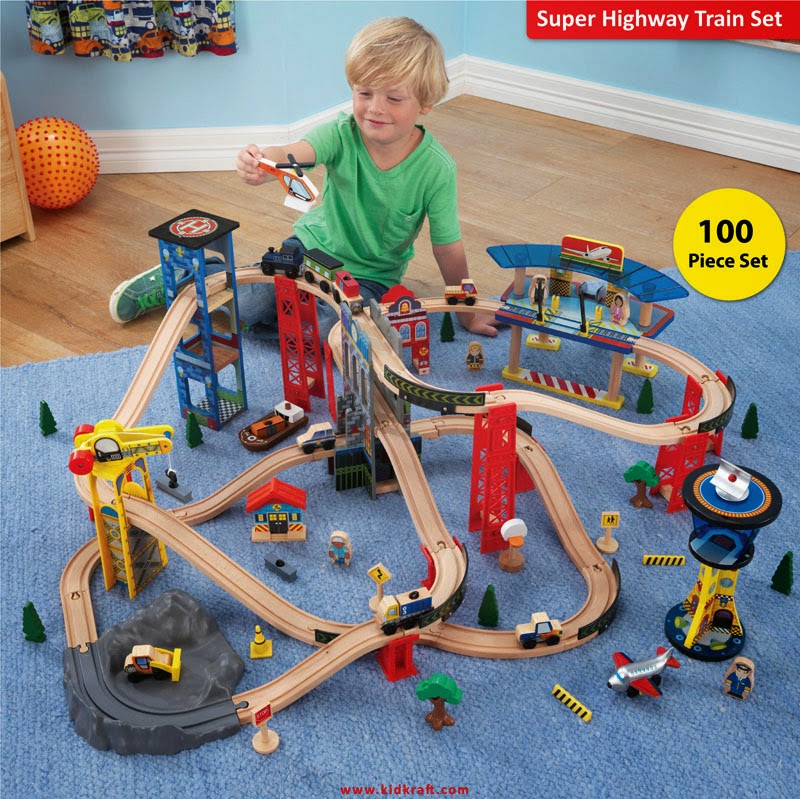 KidKraft Toys & Furniture: NEW! Super Highway Train Set - (100-Piece ...