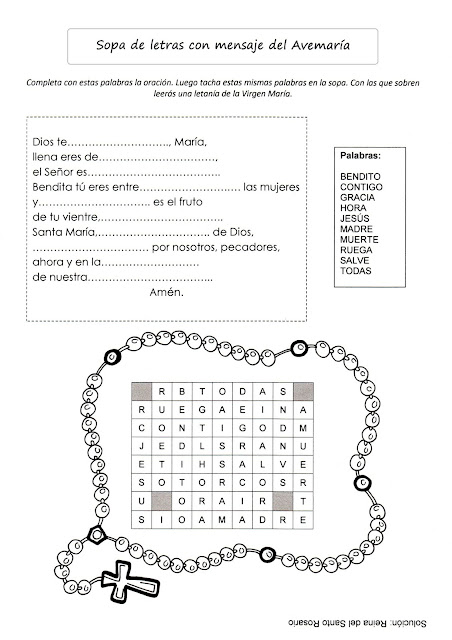 Parroquia La Inmaculada: Sopa de letras con mensaje del Avemaría