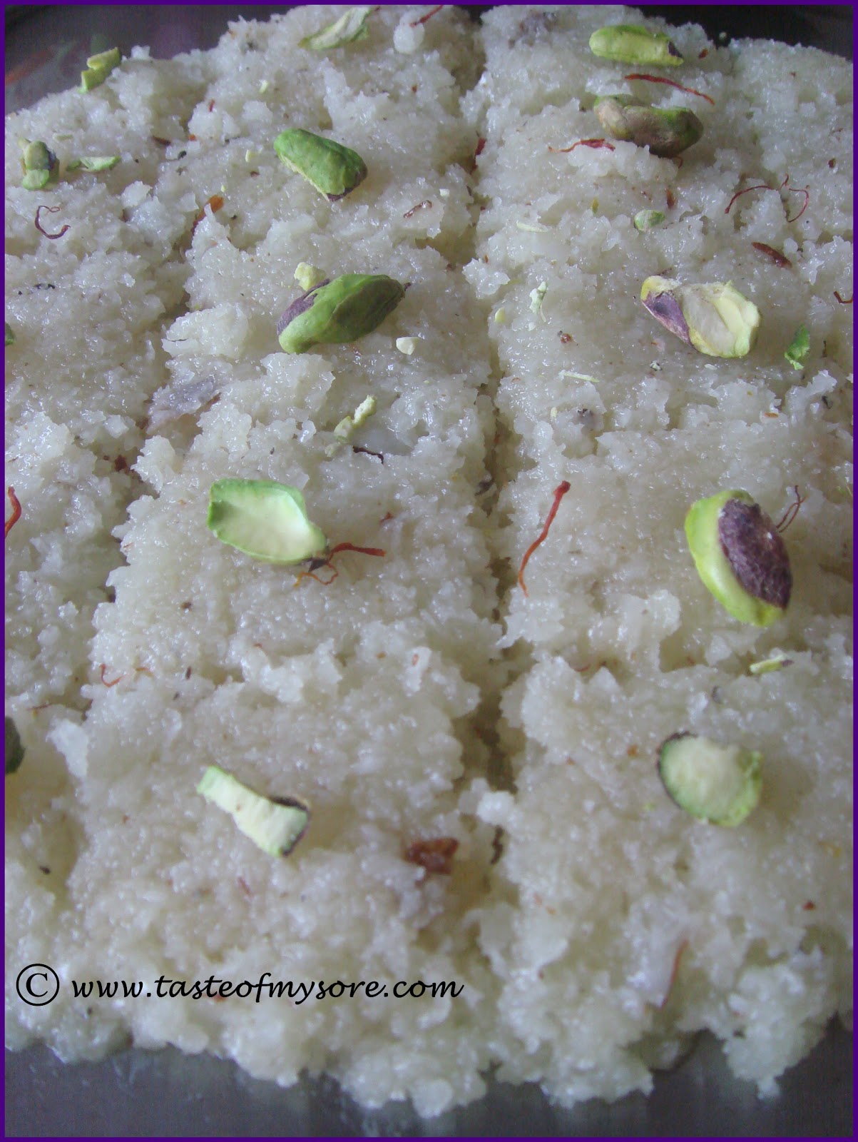 Taste of Mysore: Kobbari Mithai/Coconut Burfi