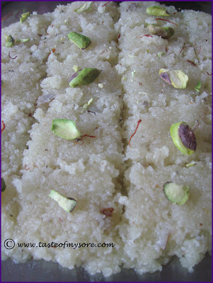 Taste of Mysore: Kobbari Mithai/Coconut Burfi