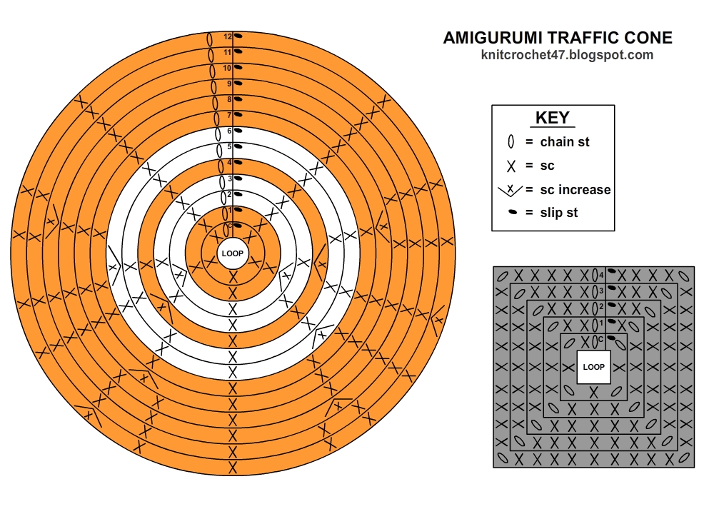 47's Knitting and Crochet Patterns: Amigurumi Traffic Cone