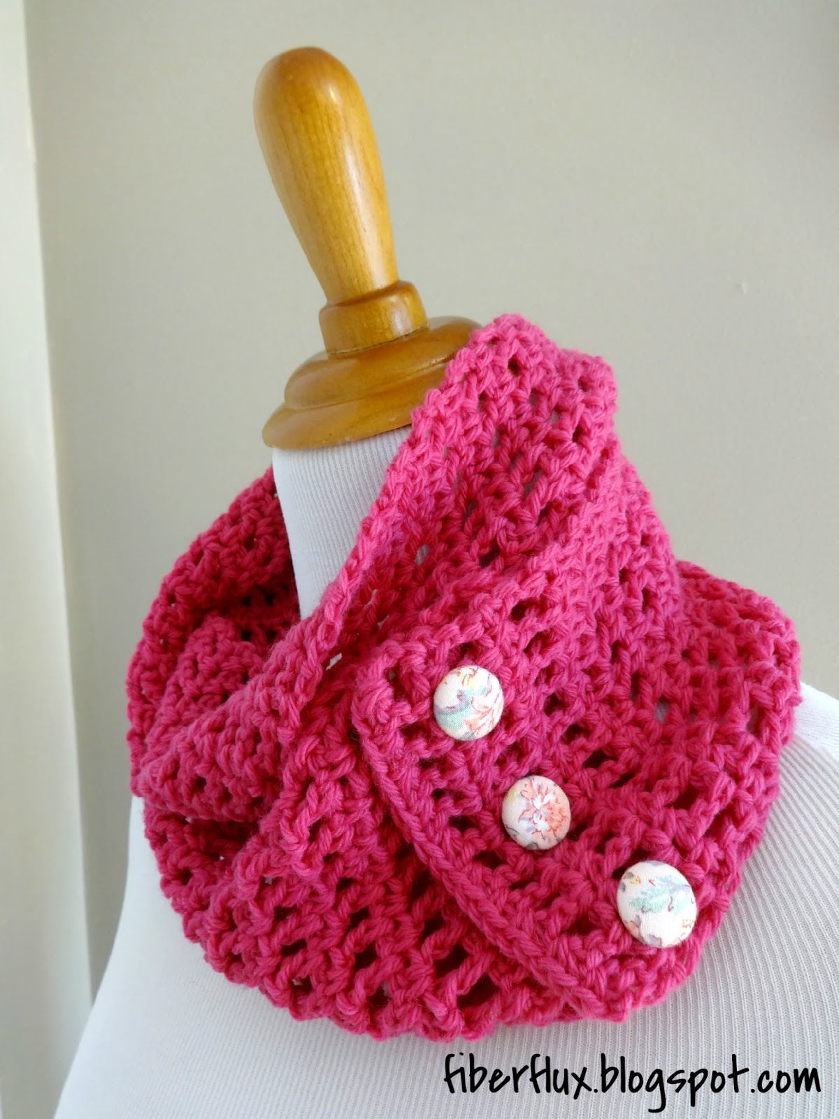 Free Crochet Pattern...Honolulu Button Scarflette! | Fiber Flux ...