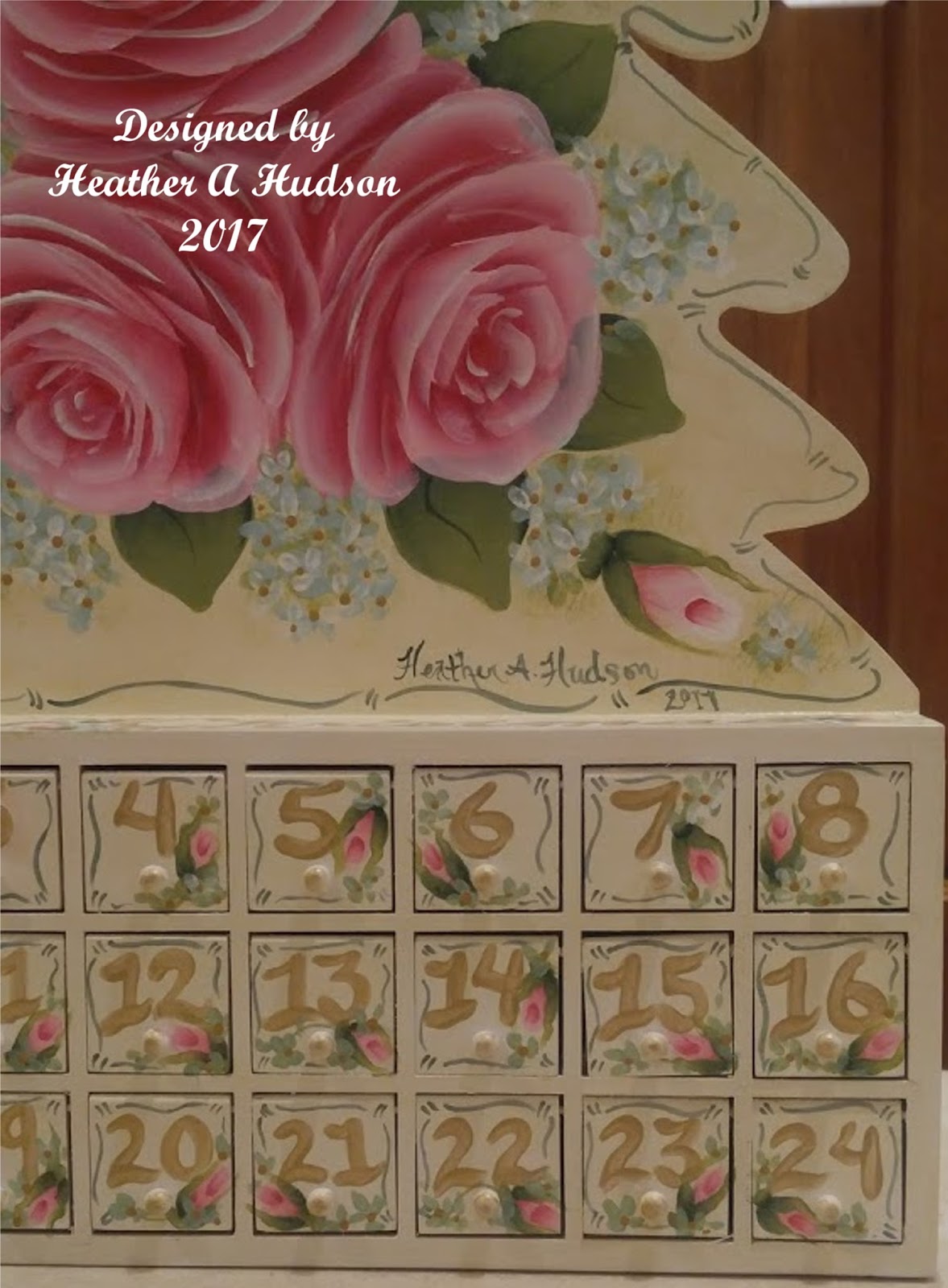 Heather A Hudson: Shabby Chic hp Pink Roses Christmas Advent Calendar