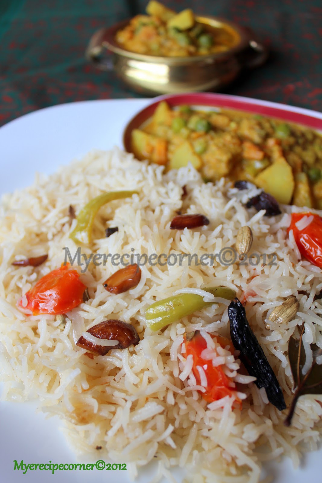 Mye's Kitchen: Brinji Rice recipe with Kurma