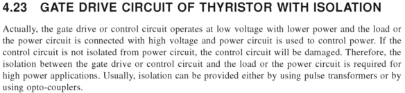 SCR-Gate drive circuit of SCR with isolation using Pulse Transformer