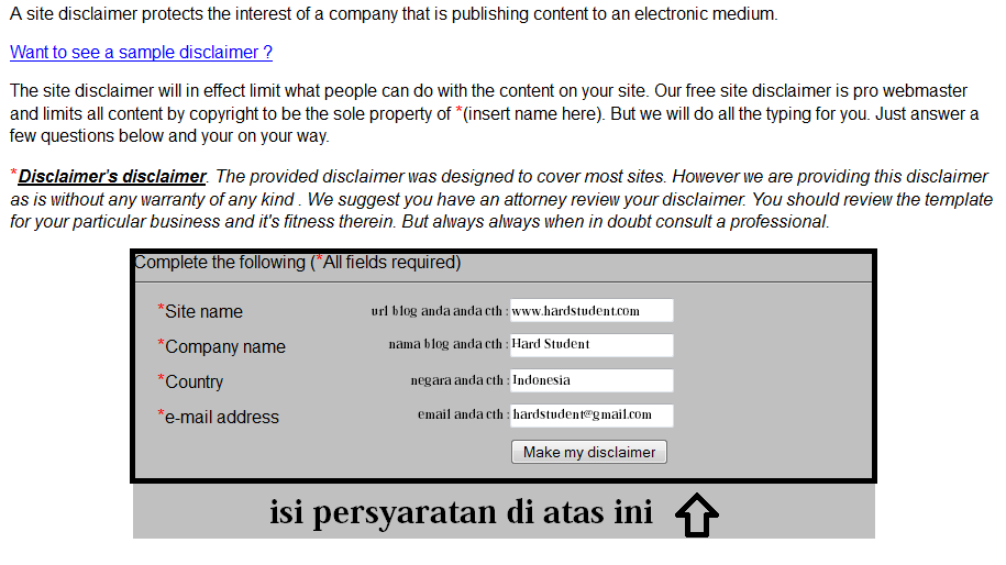 Cara Membuat Disclaimer Pada Blog | TULISAN BASA-BASI