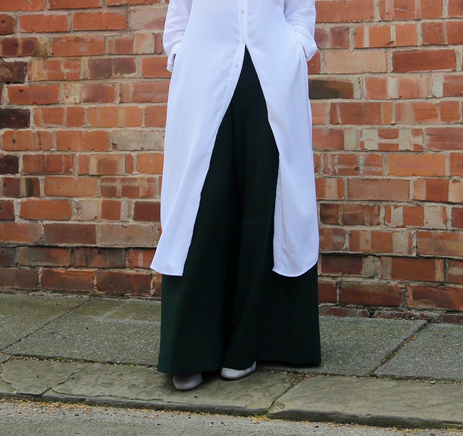 Outfit: Shirt Dress over Wide Leg Trousers | Style Trunk