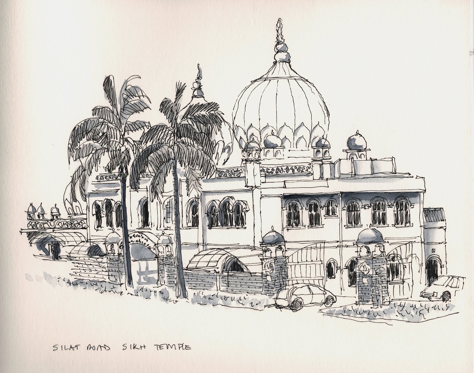 Sikhism Temple Drawing