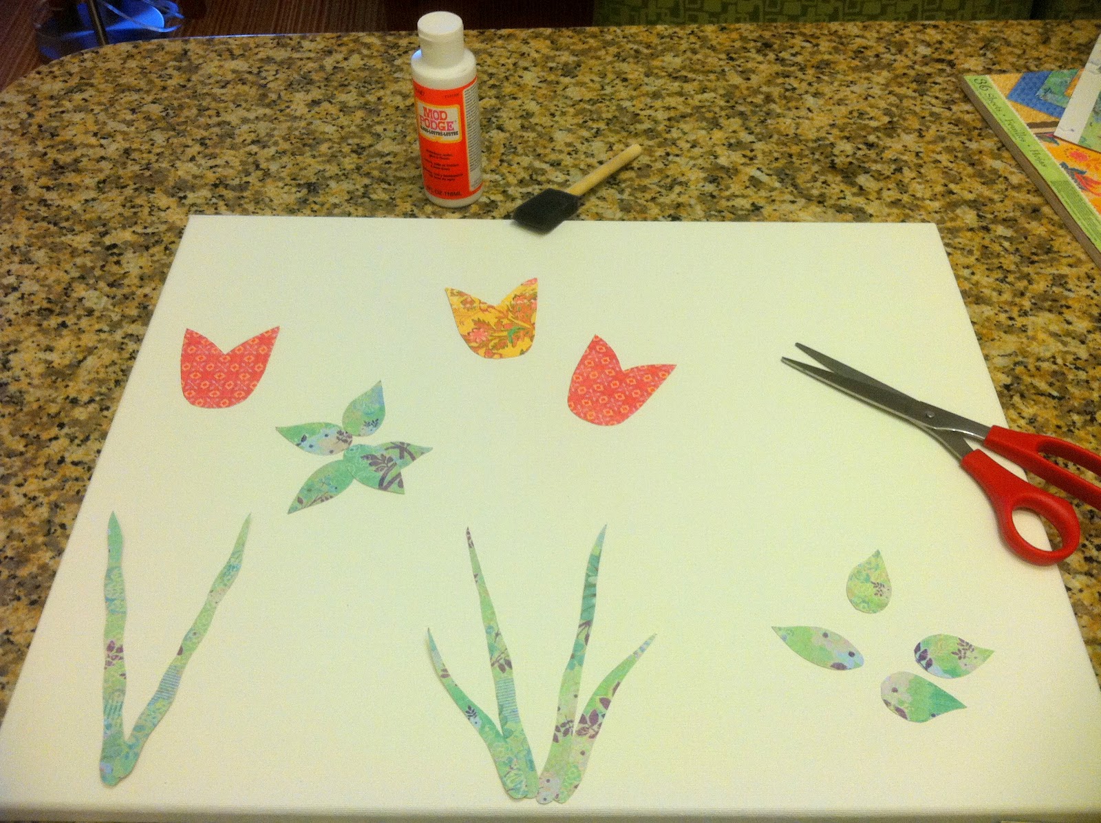 Arts and Crafts: DIY Paper Cut-outs on Canvas: Tulips