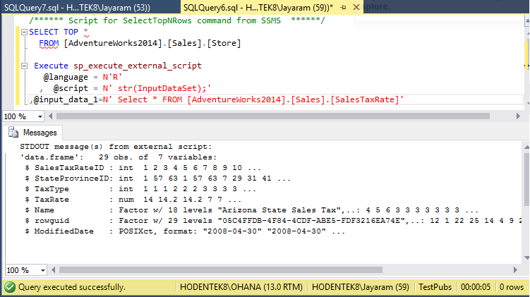 Hodentekmsss Querying A Sql Server Database In Ssms 2016 Using R 1