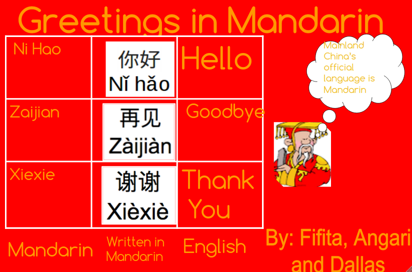 Angari : Greetings in Mandarin