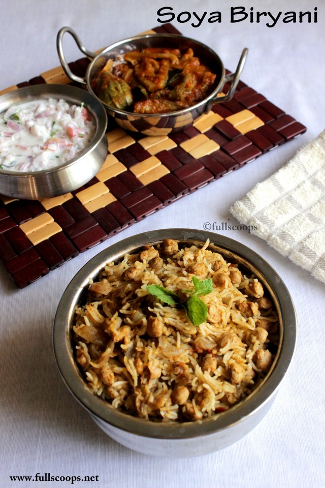 Soya Biryani | Soya Recipes ~ Full Scoops - A food blog with easy ...