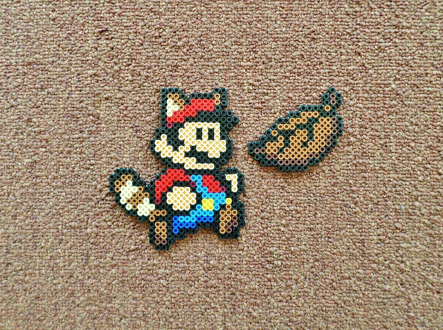 Long Black Fingers : Raccoon Mario And Lizard Perler Beads