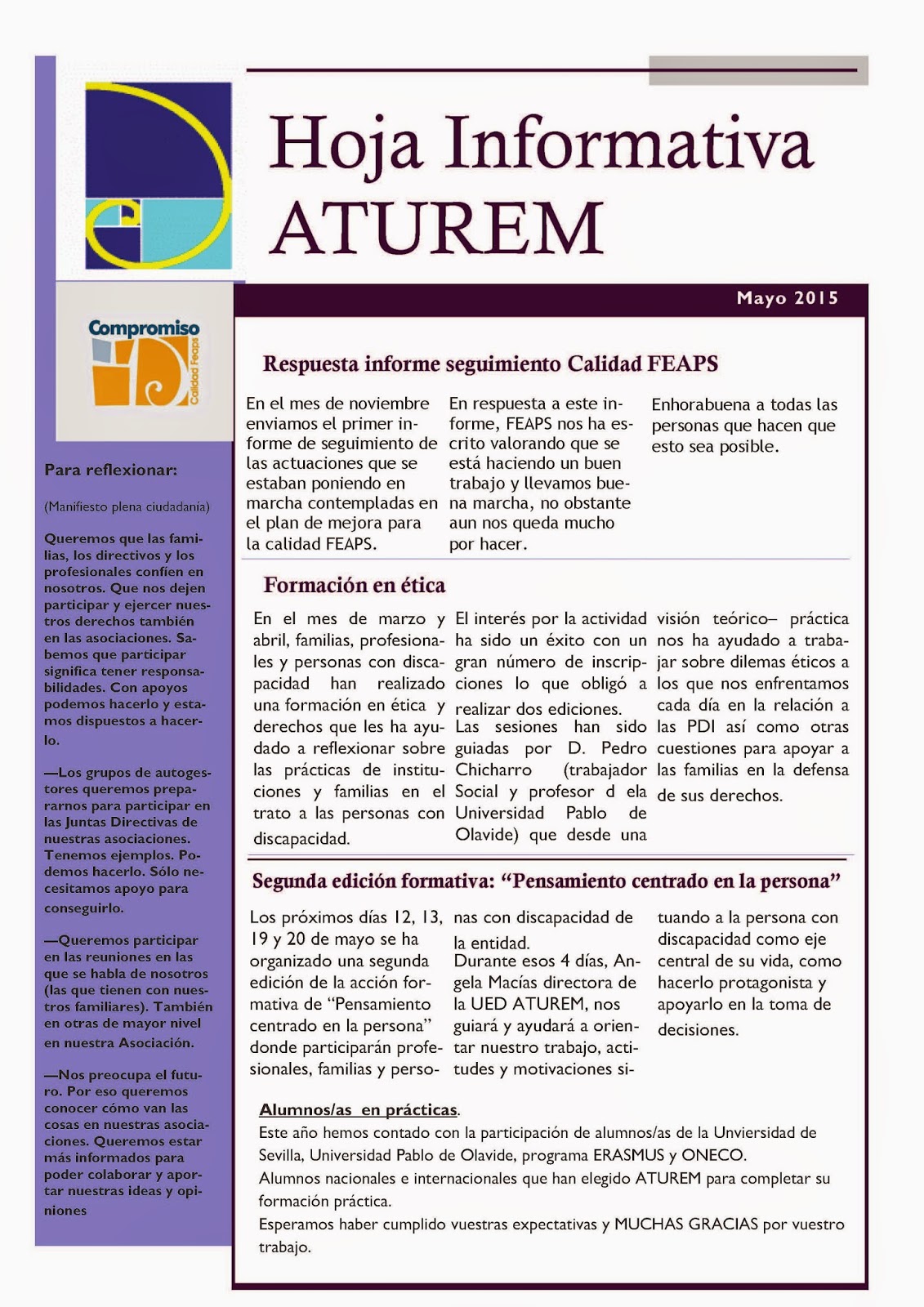 Hoja informativa Mayo 2015