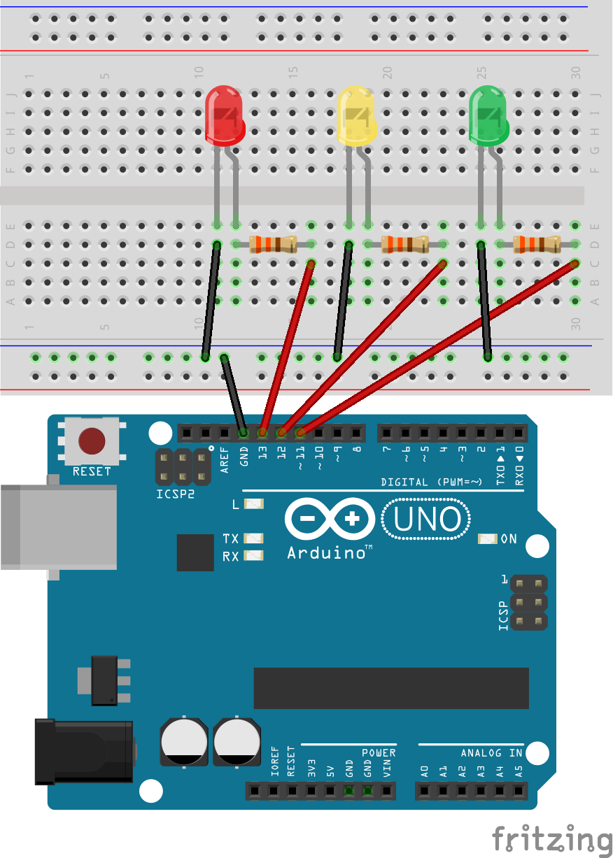 Arduino per principianti: Progetto 2: semaforo