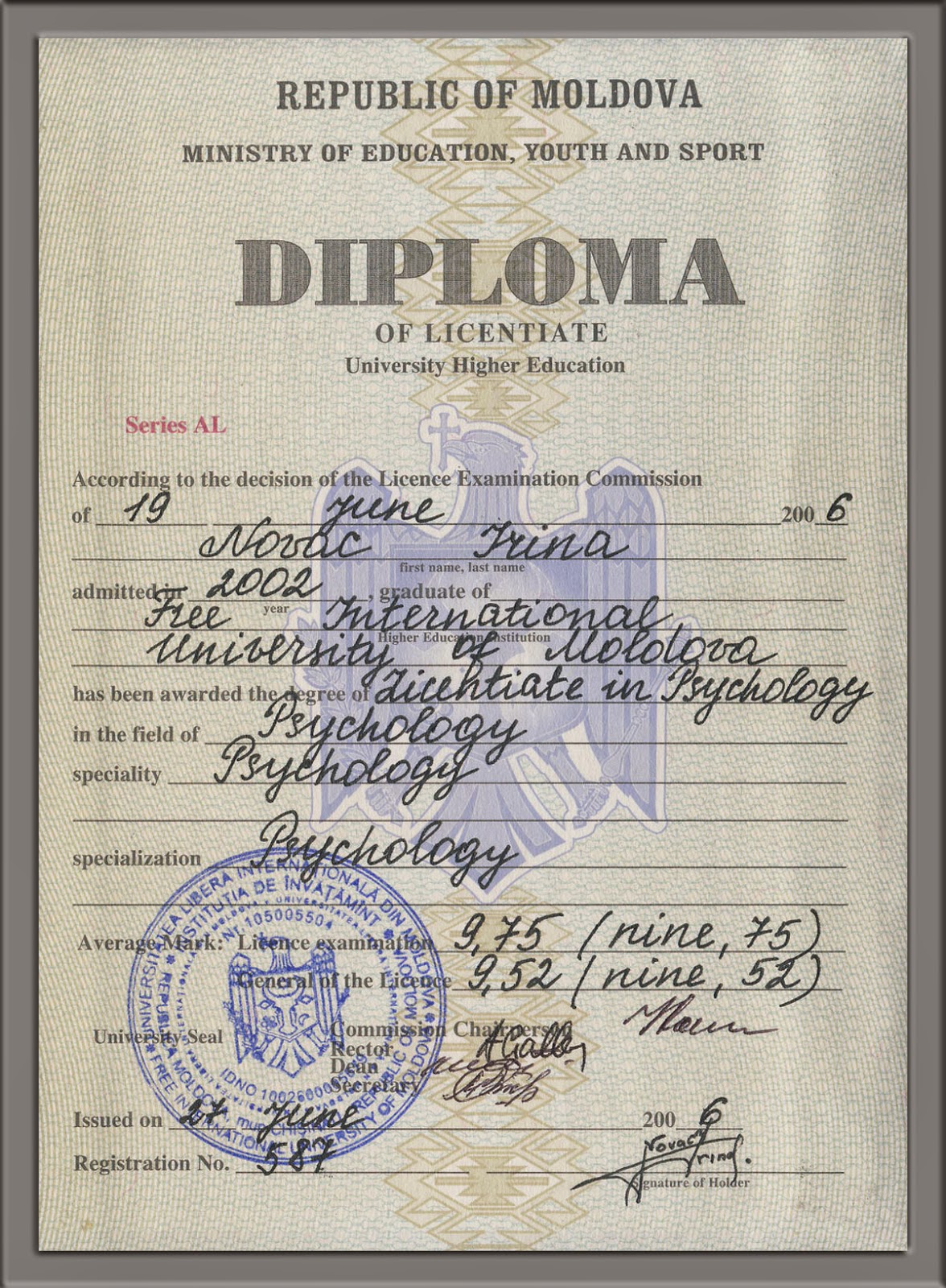 Irina Novac, psiholog-consilier : Diplome si certificate de formare