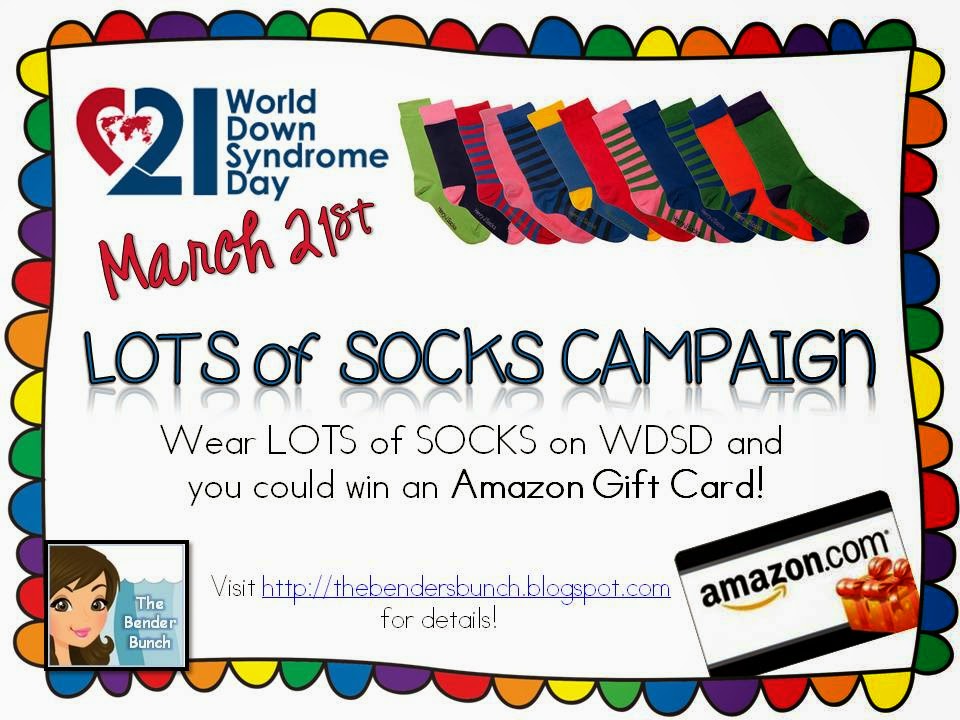 The Bender Bunch: Wear Lotsa Socks on WDSD & Win an Amazon Gift Card