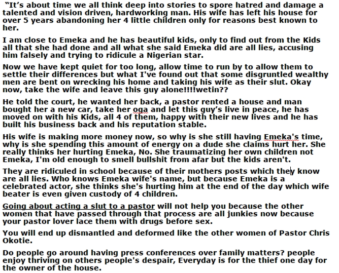 Pastor Chris Okotie Sleeping With Emeka Ike's Ex-wife Emma - Oruma Michael Alleges - NaijaGists ...