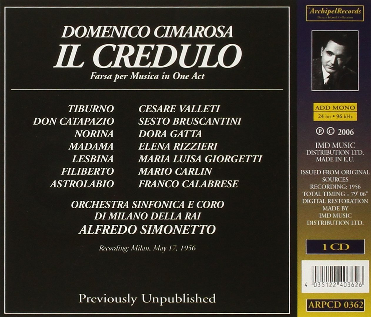 afina tus oidos: Cimarosa Il credulo Simonetto 1956