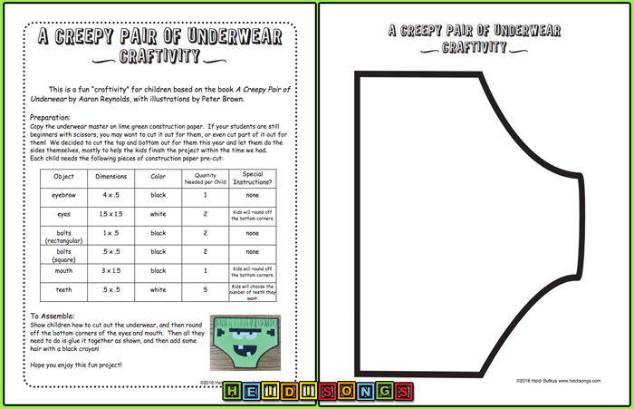 A Creepy Pair of Underwear Craftivity FREEBIE!