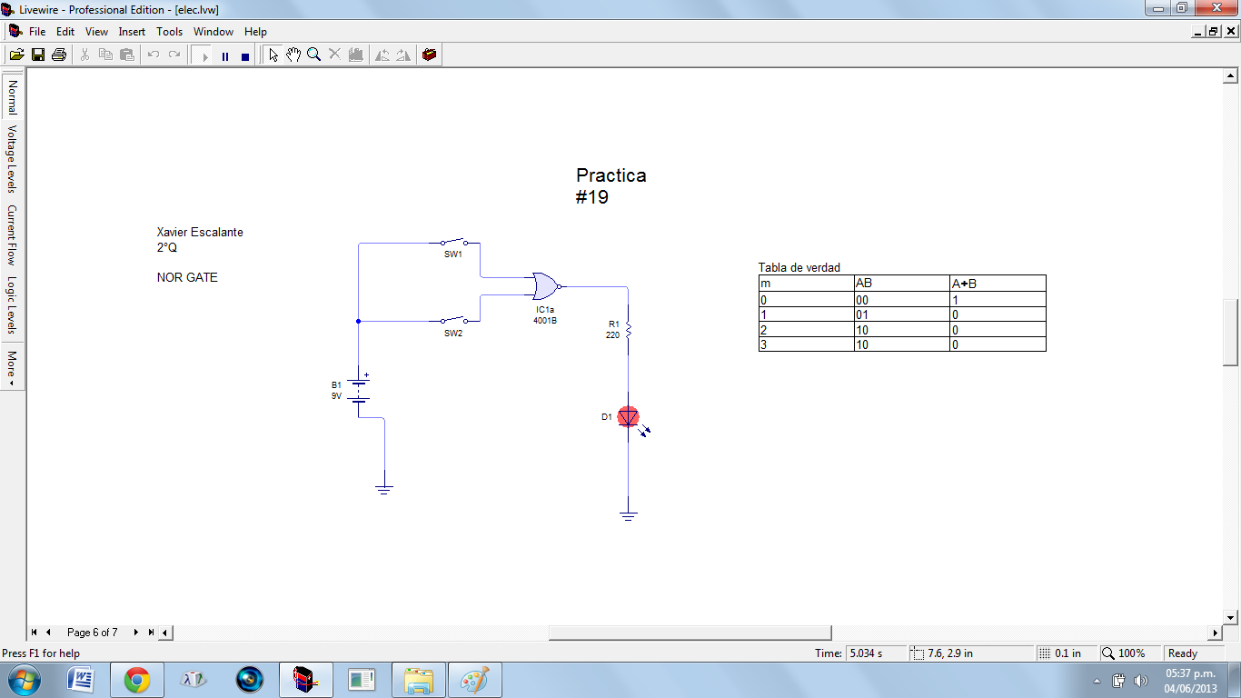 Electronica Cetis 71: Practica #19.- Compuertas Lógicas Livewire