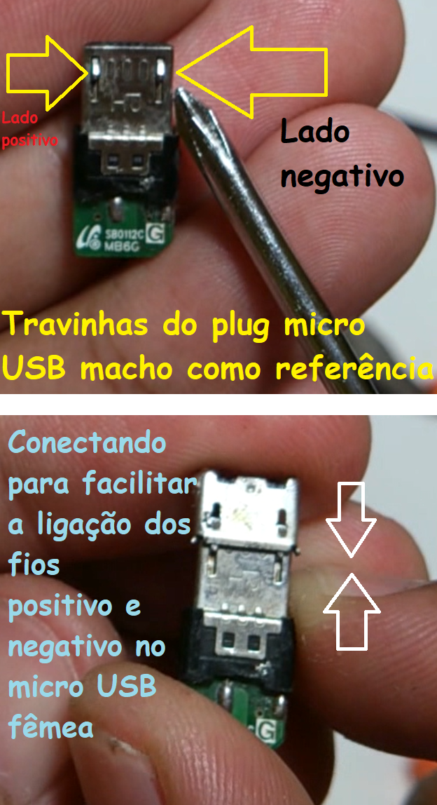 Como colocar micro USB fêmea em aparelhos para recarregar a bateria com ...