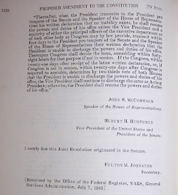 United States Constitution and Citizenship Day: 25th Amendment