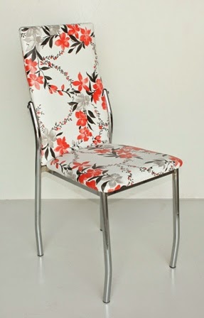 Scaune: Scaun Cromat ANKARA Sezut si Spatar piele ecologica Flori Rosii ...