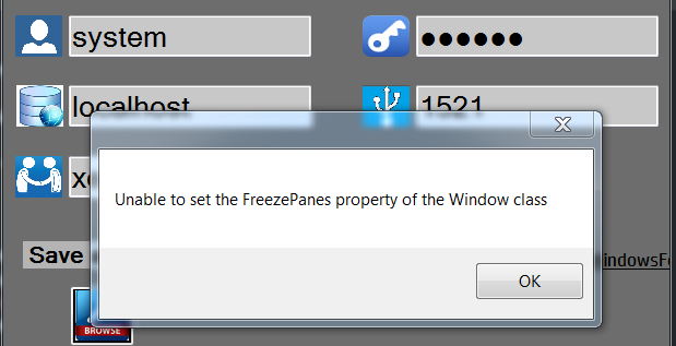 Unable to Set Freeze Panes property of Windows Class in c#