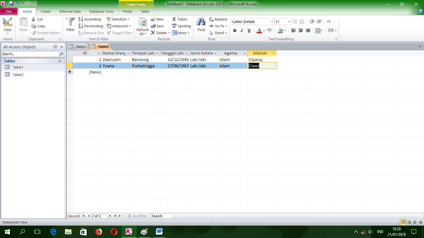 Cara Membuat Table, Query, Form dan Report pada Microsoft Acces