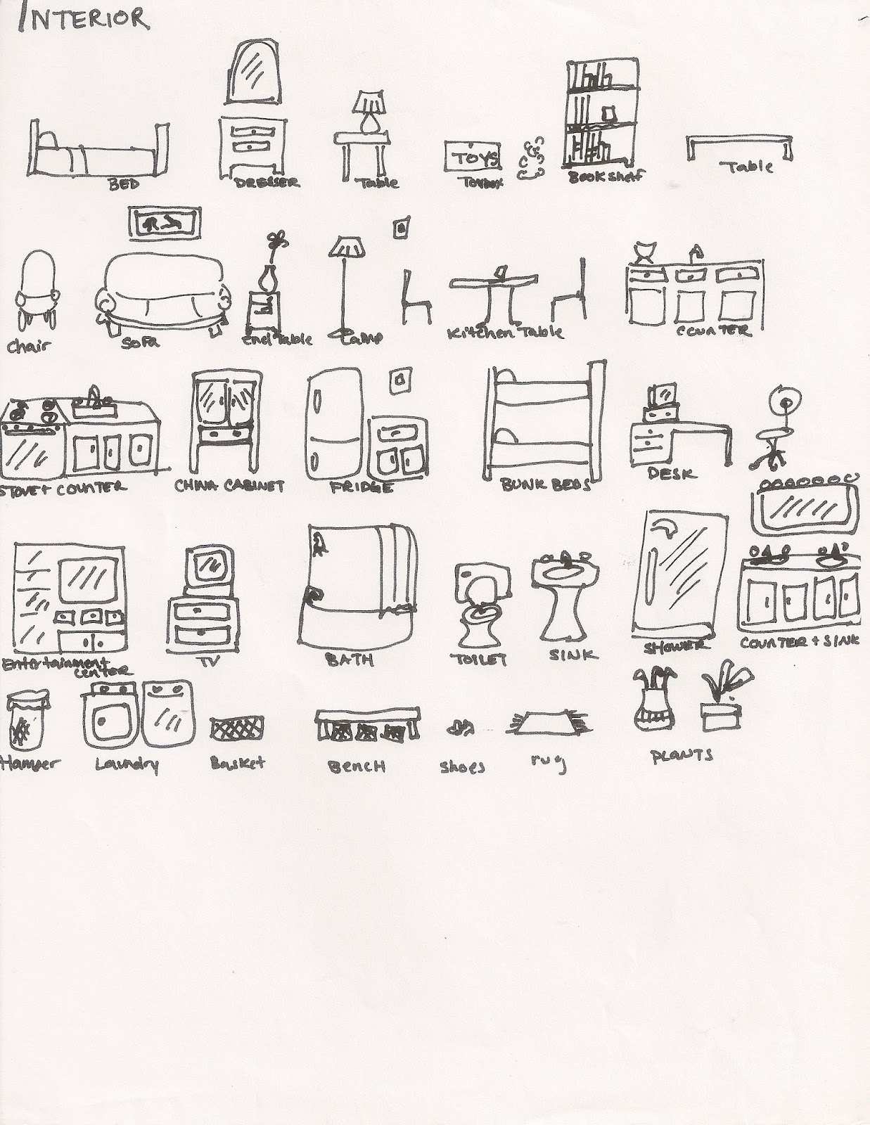 No Corner Suns: Interior of a House: Brainstorming handout.