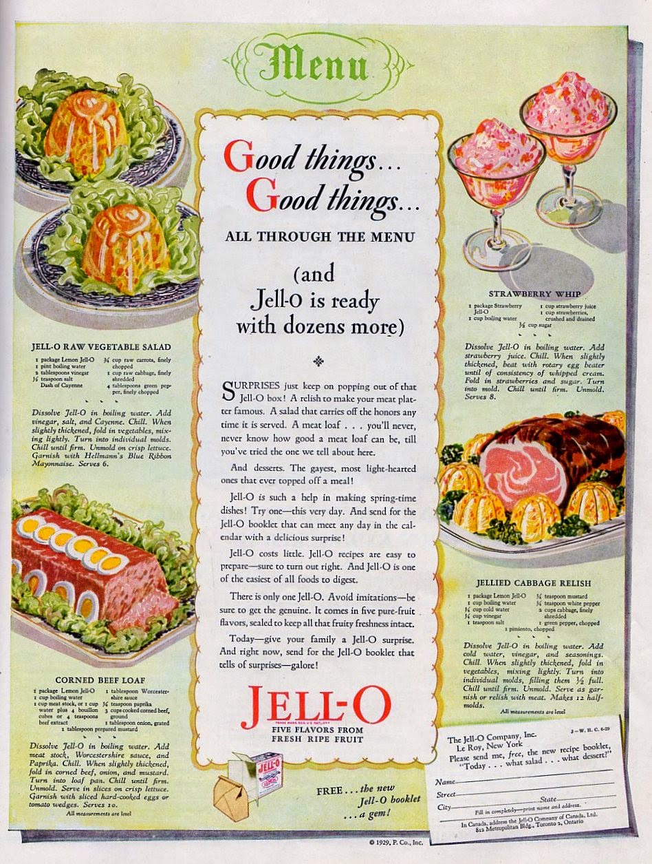 To the 1920's...: Five Flavors of Jell-O, 1929