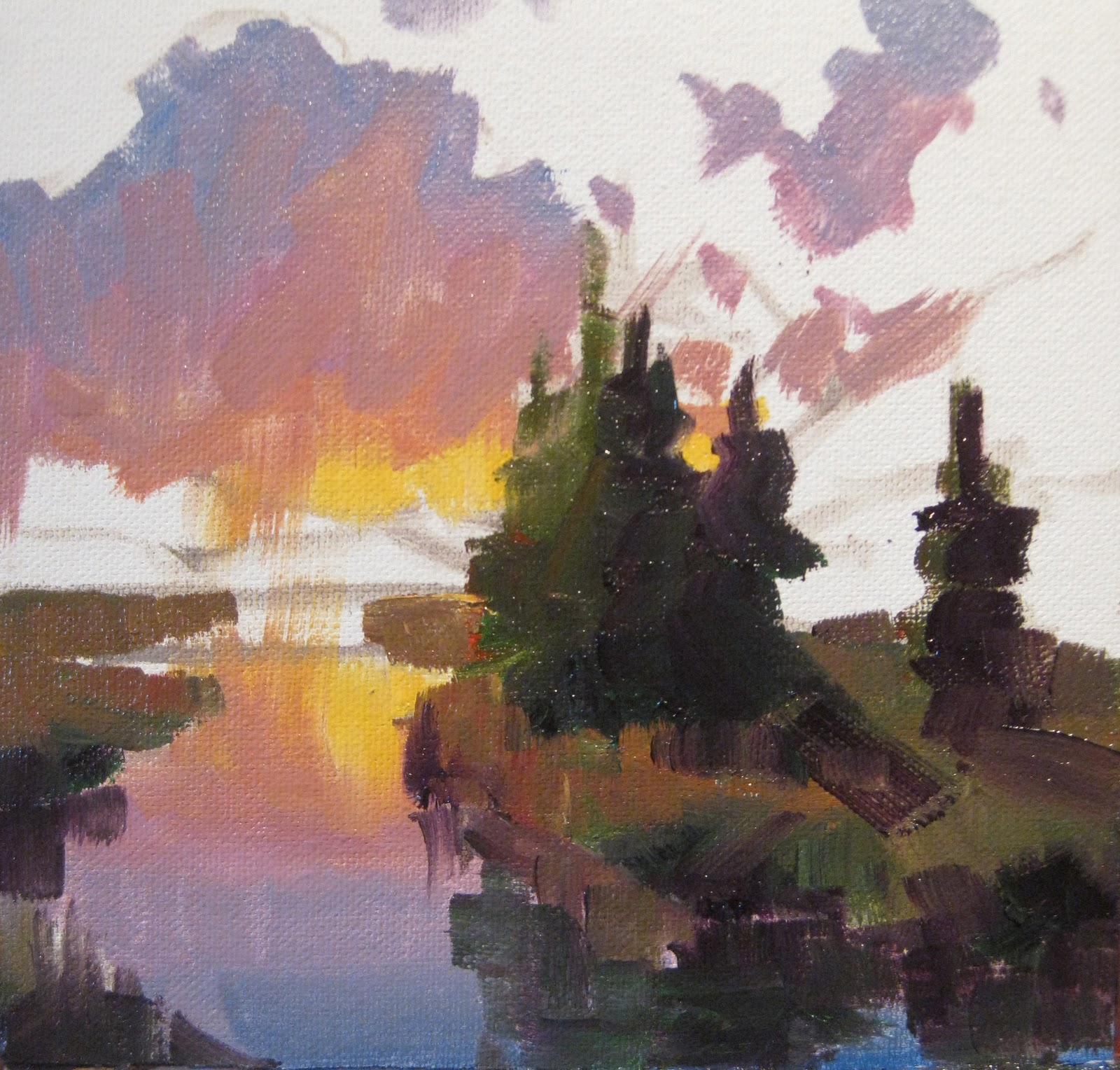 Palette Knife Painters, International: Sunset oil daily painting by ...