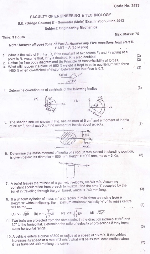 Engineering Mechanics: B.E II Semester Osmania University June 2013 ...