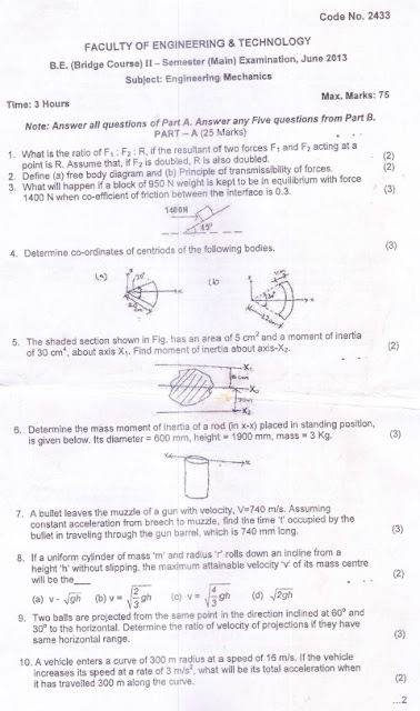 Engineering Mechanics: B.E II Semester Osmania University June 2013 ...