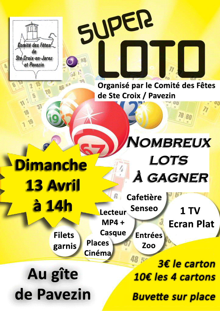 Comité des Fêtes Sainte Croix / Pavezin: Loto