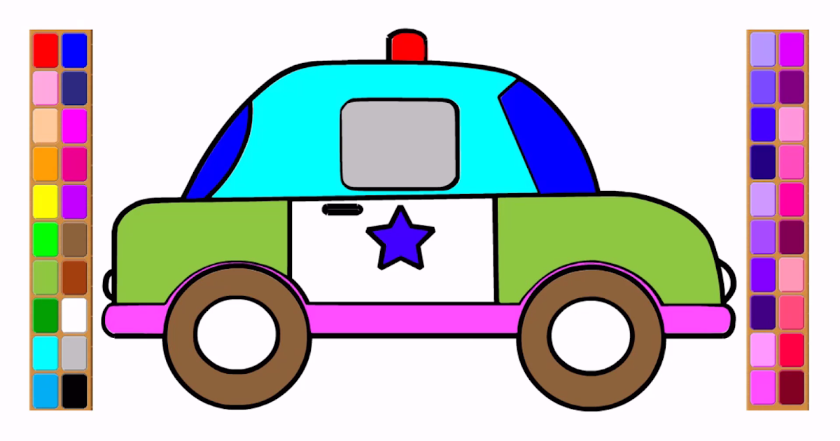 How to Draw a Police Car Coloring Pages for Kids | Learn Colors for ...