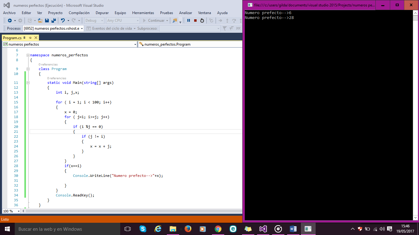 Numeros perfectos del 1-100