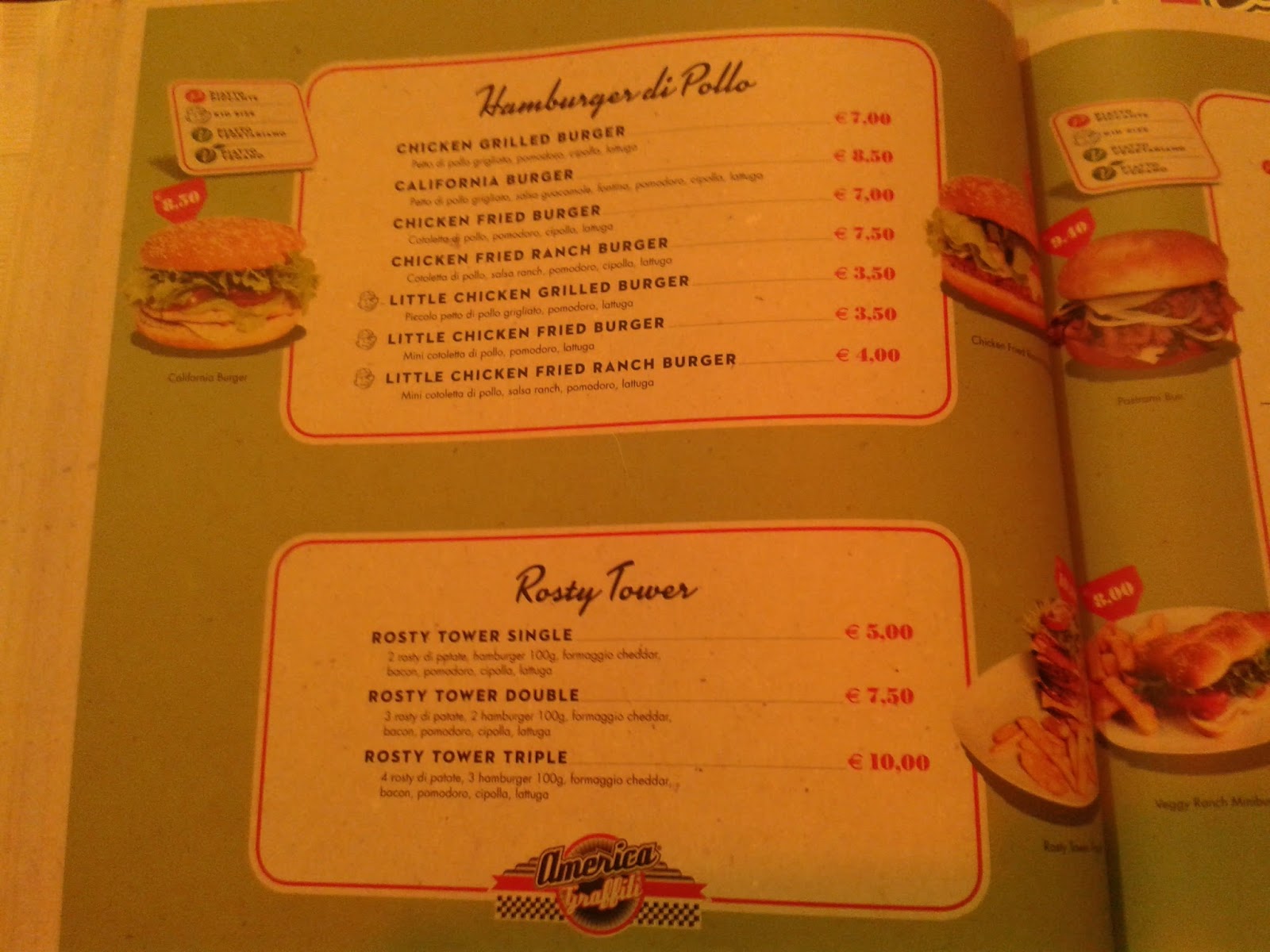 Menu e Prezzi: Menu della Catena di ristoranti America Graffiti ...