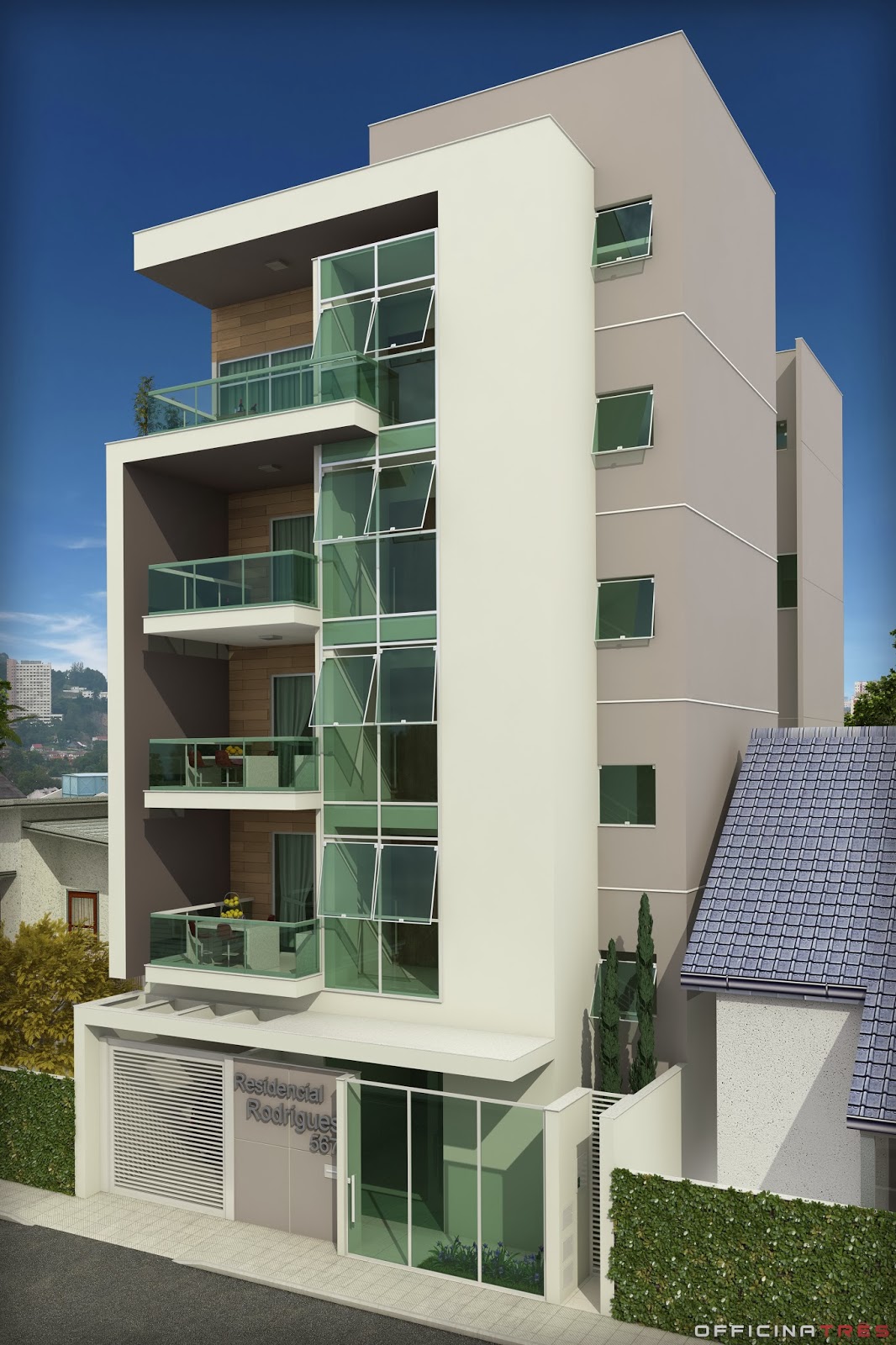 Predio residencial, Pequenos edifícios, Fachada de predio