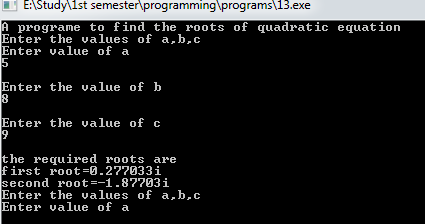 C++ Codes: A programe to find the roots of quadratic equation