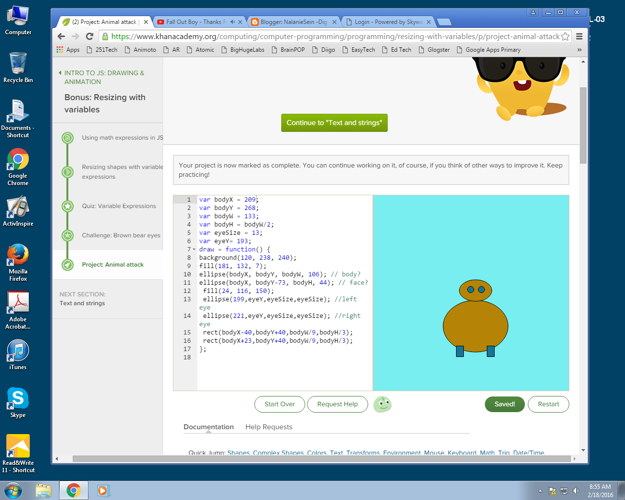 NalanieSein -Dig Com-Process journal : Khan Academy projects