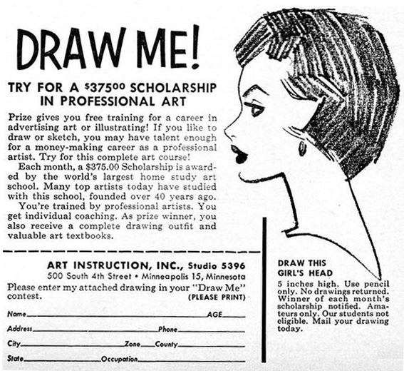 Mitch O'Connell: "Draw Me!" The Classic Ads of Art Instruction Inc.!