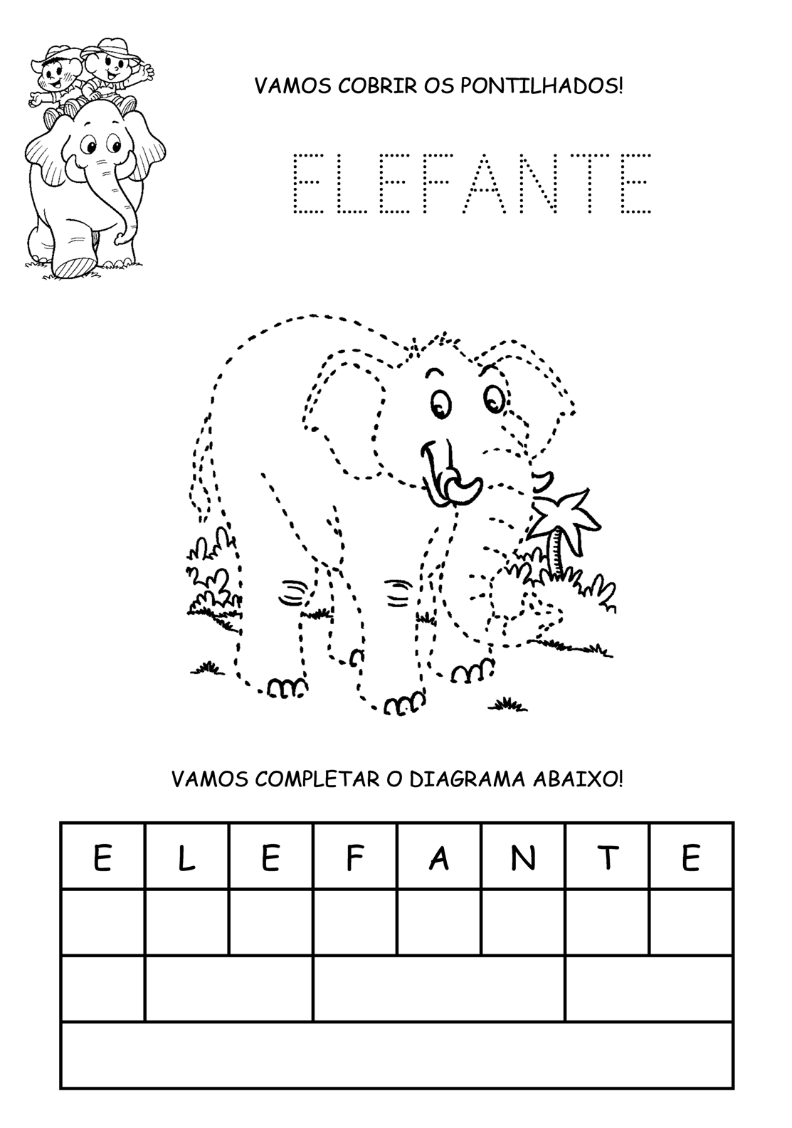 ALFABETO COM DESENHOS E PALAVRAS PONTILHADAS TRACEJADAS COBRIR ESCREVER ...