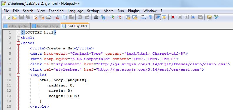 Web GIS: Geog 455: Lab 5: ArcGIS API for JavaScript 1