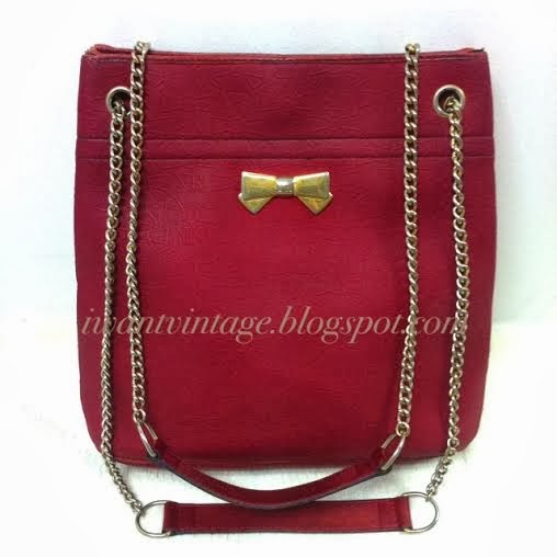I Want Vintage | Vintage Designer Handbags: Nina Ricci Chain Bag in Red